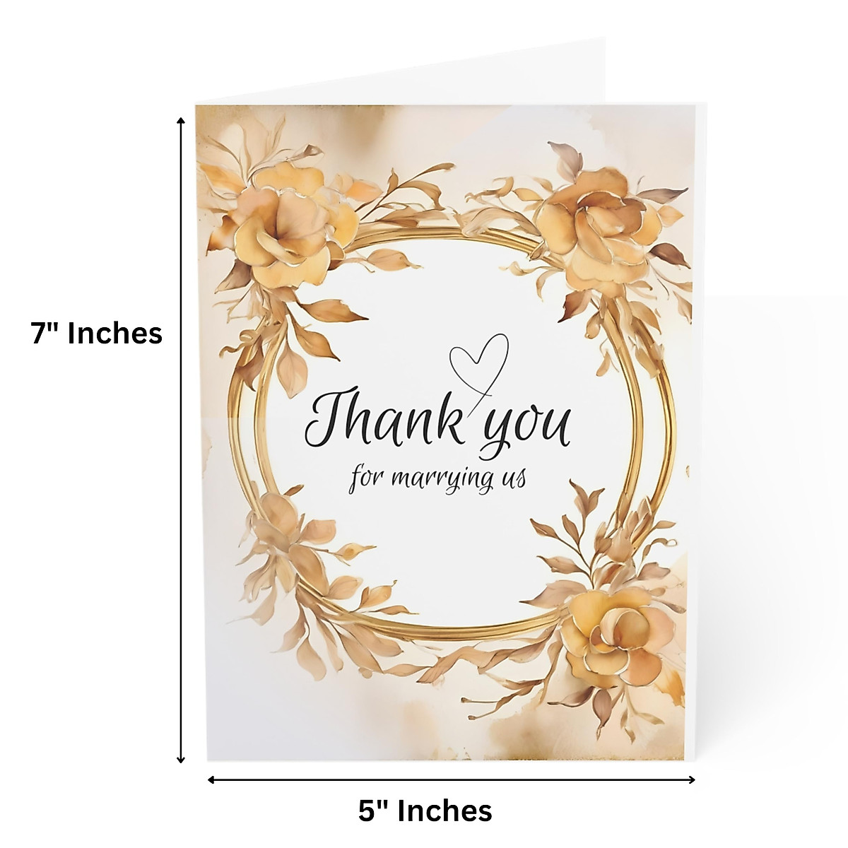 J&J'S TOYSCAPE Thank You for Marrying Us Card, 7x5 Inch Card with Envelope, Wedding Officiant Gratitude Card, Pastor Appreciation, Card from Newlywed Couple (Gold Floral)