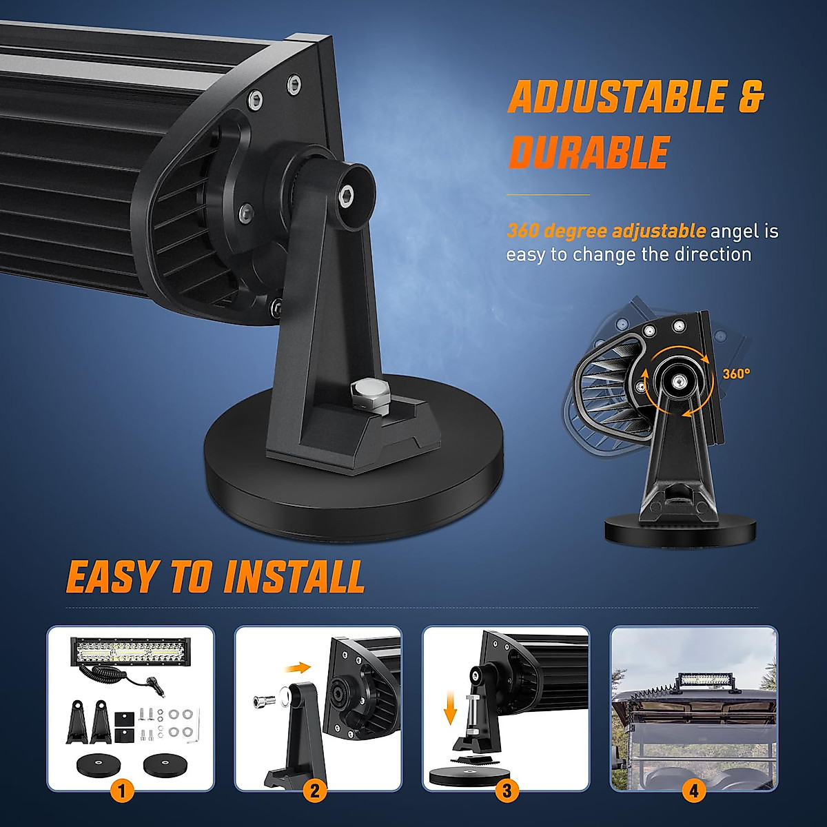 Nilight LED Light Bar 13.5 Inch Triple Row Cigarette Lighter Wiring Strong Magnetic Base Spot Flood Combo 96LEDs Fog Driving Work Roof Bumper Lights for Truck Tractor Golf Cart UTV