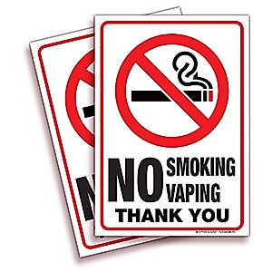 iSYFIX No Smoking No Vaping Sticker Sign - 2 Pack 7x10 inch – Premium Self-Adhesive Vinyl, Laminated for Ultimate UV Protection, Weather, Scratch, Water & Fade Resistance, Indoor & Outdoor