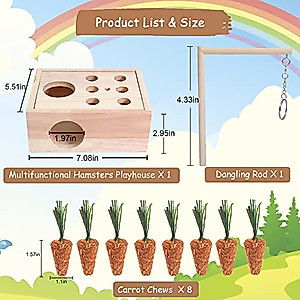 HOORITO Wooden Hamster House,2-in-1 Hamster Hideout House & Chew Toys,Multi-Room Tunnel Exploring Toys for Gerbils Syrian Dwarf Mouse,Small Animal House Habitats Decor for Hamster