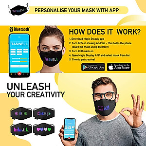 LED Smart Mask | Custom Mask with Bluetooth Mask Face Cover Talking Electric Mask | Digital Mask Christmas LED Mask | Customizable Halloween LED Bluetooth Mask | LED Bluetooth Electronic Mask