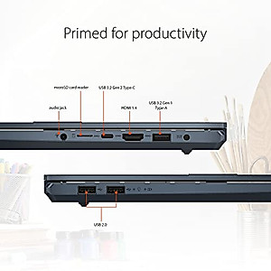 ASUS Vivobook Pro 15 Laptop, 15.6” FHD Display, AMD Ryzen 5 5600H Mobile CPU, NVIDIA® GeForce® GTX 1650 GPU, 8GB RAM, 512GB SSD, Windows 11 Home, Fingerprint Reader, Quiet Blue, M6500QH-DB51