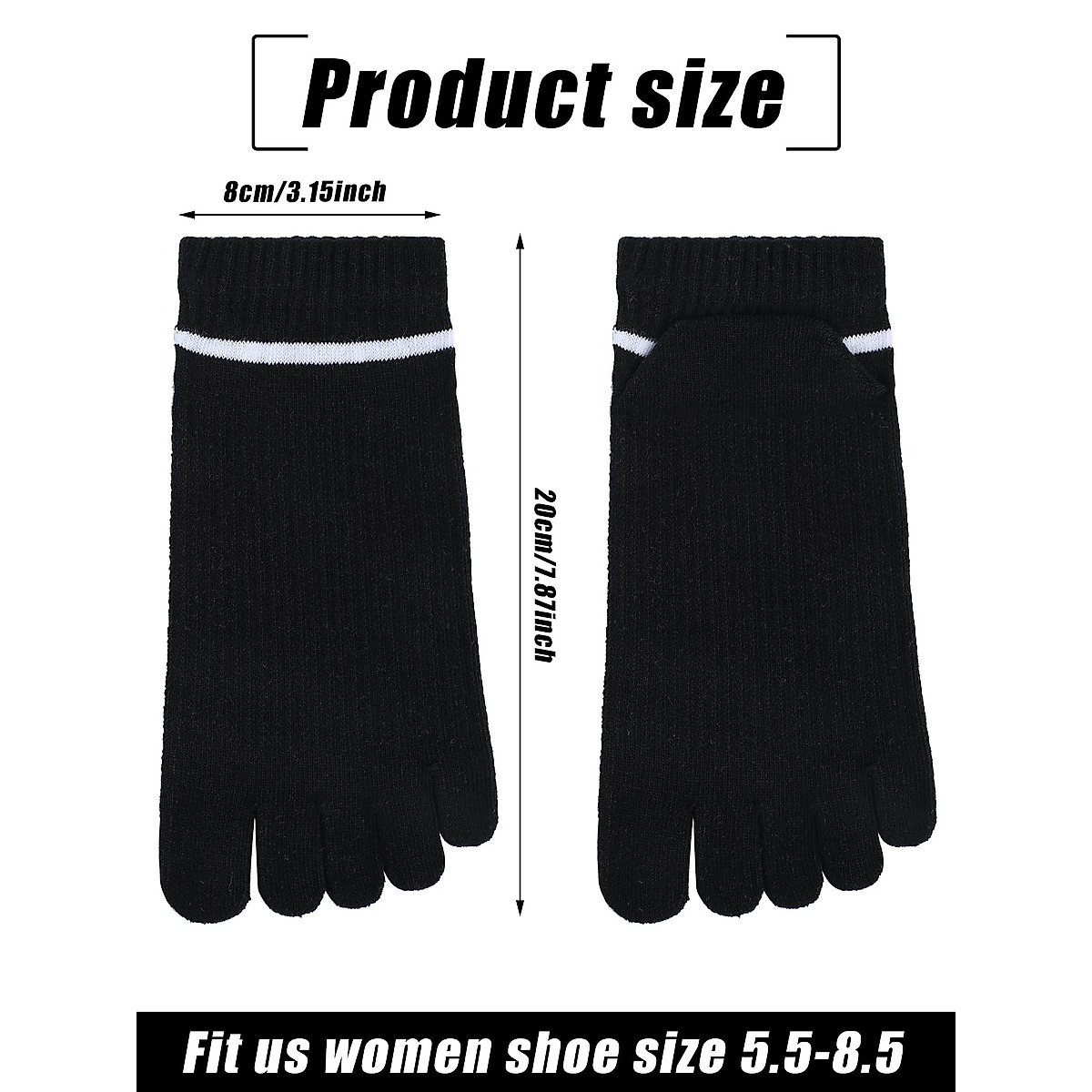 Bencailor 4 Pair Women Five Toe Socks Cotton Toe Socks Athletic Running Long Split Toe Women's Cotton Crew Ankle Socks(Black, White, Grey, Khaki)