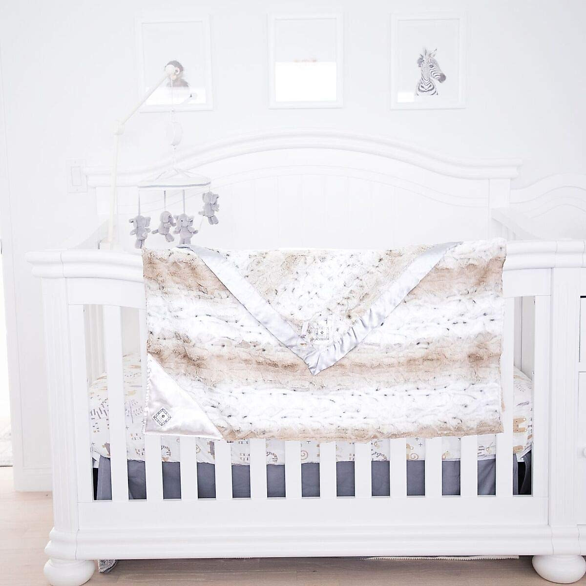 ZALA MOON Zalamoon Luxie Pocket Plush Baby Toddler Security Blanket with Pacifier Strap and Corner Pocket (Snow Leopard) - No More Lost Binkies