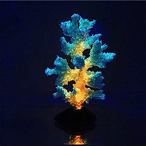 Danmu 1pc Glowing Effect Artificial Coral Plant Ornaments, Aquarium Coral Decor for Fish Tank Aquarium Decoration (Orange)
