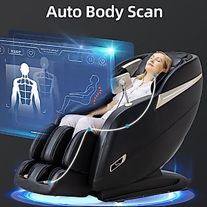 MassaMAX Full Body Massage Chair, Zero Gravity Recliner with Yoga Stretch, SL Track, Airbags, Heating, Touch Screen, and Foot Massage (MD906-Black)