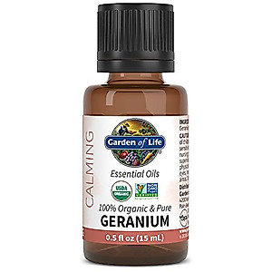 Garden of Life Essential Oil, Geranium 0.5 fl oz (15 mL), 100% USDA Organic & Pure, Clean,Undiluted for Diffuser,Aromatherapy,Meditation - Balance,Relaxation, Calming, Floral,Aromatic (103255)