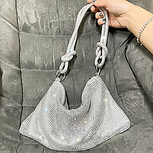 AIJUN Women's Rhinestone Purse Evening Bags Sparkly Glitter Hobo Handbag Triangle Clutch Purses for Women Evening Party Prom Cocktail