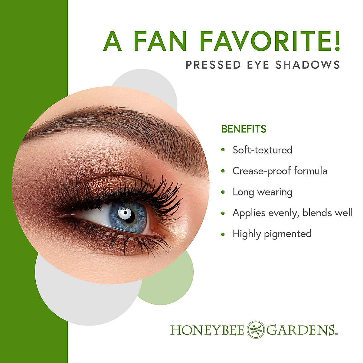 Honeybee Gardens Pressed Powder Eye Shadow Single Refill, Antique, Matte Pale Cream Bisque, Long-Wearing, Creaseproof Mineral Color With Botanicals, 1.2g