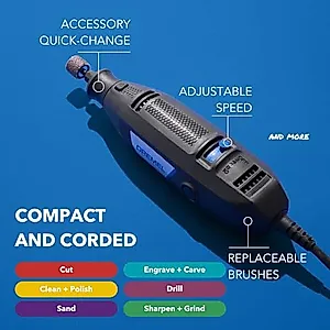 Dremel 3100-2/60 Variable Speed Rotary Tool Kit- 2 Attachments and 60 Accessories, Ideal for a Variety of Crafting and DIY Projects- Cutting, Sanding, Grinding, Polishing, Drilling, and Engraving