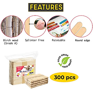 Apremont 300 Pcs Mini Natural Wooden Food Grade Craft Sticks - Ice Cream Stick - Popsicle - 3.5 inch Length - Suit Crafting, Stirring, Paddle, Waxing, Small Ice Pop Stick for DIY Kids Popcicle