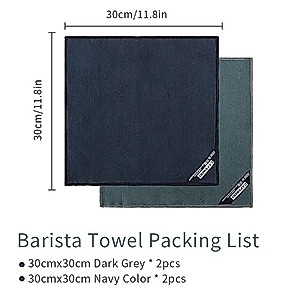 Barista Micro Cleaning Towels Pack - CAFEMASY 4pcs Soft Absorbent Non-Abrasive Micro Cleaning Cloth for Barista to Clean Steam Wand Coffee or Espresso Machine