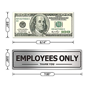 Employees Only Sign, Metal Self-Adhesive Signs for Business Door Wall, Aluminum Durable Signboard for Office Store Restroom (4 Pack, 7×2 inches)
