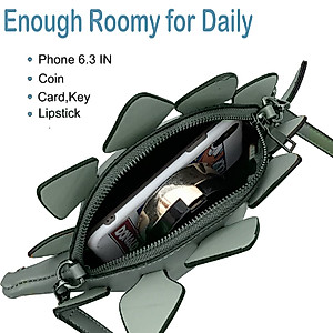 Fozehlad Novelty Dinosaur Shoulder Cross Body Bag for Little Girl, PU Leather Rivet Messenger Handbag for women(PU,Grayish Blue)