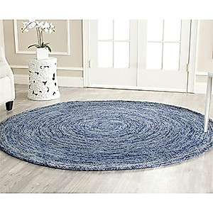 SAFAVIEH Ikat Collection 4' Round Dark Blue/Multi IKT633A Handmade Premium Wool Area Rug