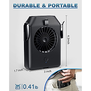 Stsase Portable Fan 10000mAh Rechargeable, Mini Waist Fan With Max 24H Working Time, 3 Speeds 5100RPM Strong Airflow Wearable Personal Clip Fan Belt Fan for Outdoor, Jobsite, Farms, Traveling, Fishing