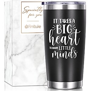 Fimibuke Gifts for Teacher from Students - 20 OZ Tumbler Teachers Day Gifts for Teacher Appreciation Teacher Gift Insulated Cups Big Heart Funny Birthday Present Graduation Gifts Tumbler for Teacher