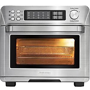 JOYOUNG Air Fryer Toaster Oven with 14 Preset Functions Convection Oven Oil-Less 25QT 1700W, Full-Metal Structure & DualWall Glass, Recipes