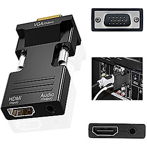 HDMI to VGA Adapter, HDMI to VGA Audio Output Cable Computer Set-top Box Converter Connector Adapter for Laptop, PC, Monitor, Projector, HDTV, Chromebook, Roku, Xbox(3.5mm Stereo Cable Included)