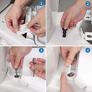 Hibbent Potty Training Toilet Seat, Built-in Magnetic Seat, Lid with Cover, Never Loosen and Slow Close Convertible Toilet Seat for Kids, Adult and Child (White, Elongated)