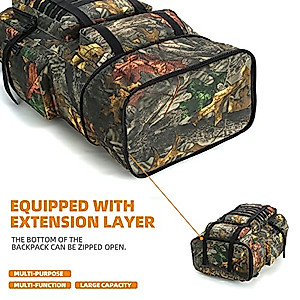 HongXingHai 70L/100L Hiking Camping Backpack MOLLE Rucksack Waterproof Traveling Daypack Durable High-Performance Backpack for Backpacking (Leaf camo, 70L/100L)