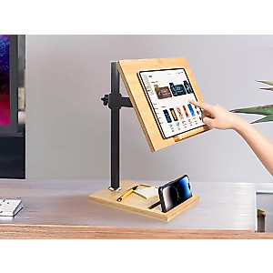 wishacc Laptop Stand Wood Adjustable Height with Phone Slot Holder, Laptop Raised Stand for Desk, Laptop Riser Stand of Elevated Stand, Tall, Strong and Airflow Even for 17 inch (13.2 x 9.2 inches)