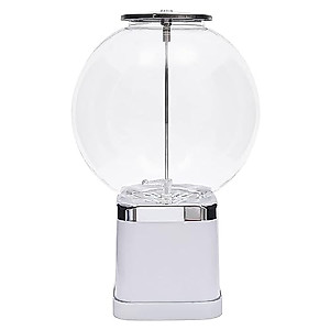 Household Coin Glue Ball Machine(Only Machine), Mechanical Candy Vending Machine with 17*17cm Base Diameter 30cm White, Candy Gumball Machine Prize Machine Gumball Bank for Game Stores And Retail Stor