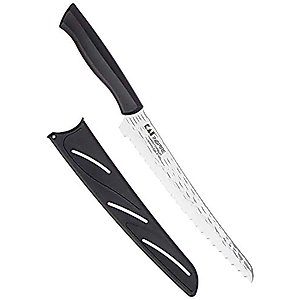 Kai Inspire Bread Knife, 9 Inch blade with Hammered Finish, , Silver