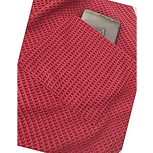 LATT Dress Women Long Sleeve Open Front Draped Cardigan Waffle Fabric Pocket Hoodie Outwear, Burgandy,S, Burgandy