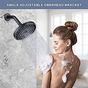 ALEASHA High Pressure Rain Shower Head, 6 Inch 1.8GPM Fixed Luxury Bathroom Showerhead, Adjustable Angles, Anti-Clogging Silicone Nozzles (Matte Black)