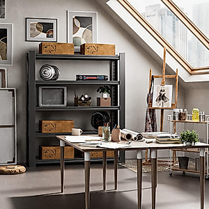 GEBAROW 72" H Garage Shelving Heavy Duty, Industrial Shelving Storage Rack with 5-Tier Metal Shelving Unit, 2500LBS Loads Adjustable Garage Storage Shelves for Warehouse Pantry, 72" H*59" W*22" D