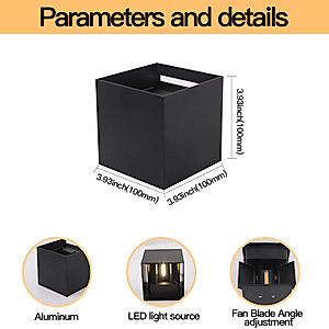 Mille Lucciole 4 Pack LED Outdoor Wall Lights Exterior/Interior Up and Down Lights IP65 Waterproof Wall Sconces 12W Square Aluminum Outdoor Wall Lighting Fixtures Modern Black 3000K Warm Lights