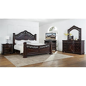BOWERY HILL King Size Bed Bed with Headboard, Footboard, Wooden Slats in Wood, in Chocolate, No Box Spring Needed, Easy Assembly