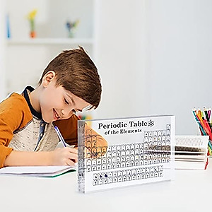 Large Periodic Table with Real Elements Inside, Larger Size 7.9 inch Easy to Read, Acrylic Periodic Table with Elements Samples