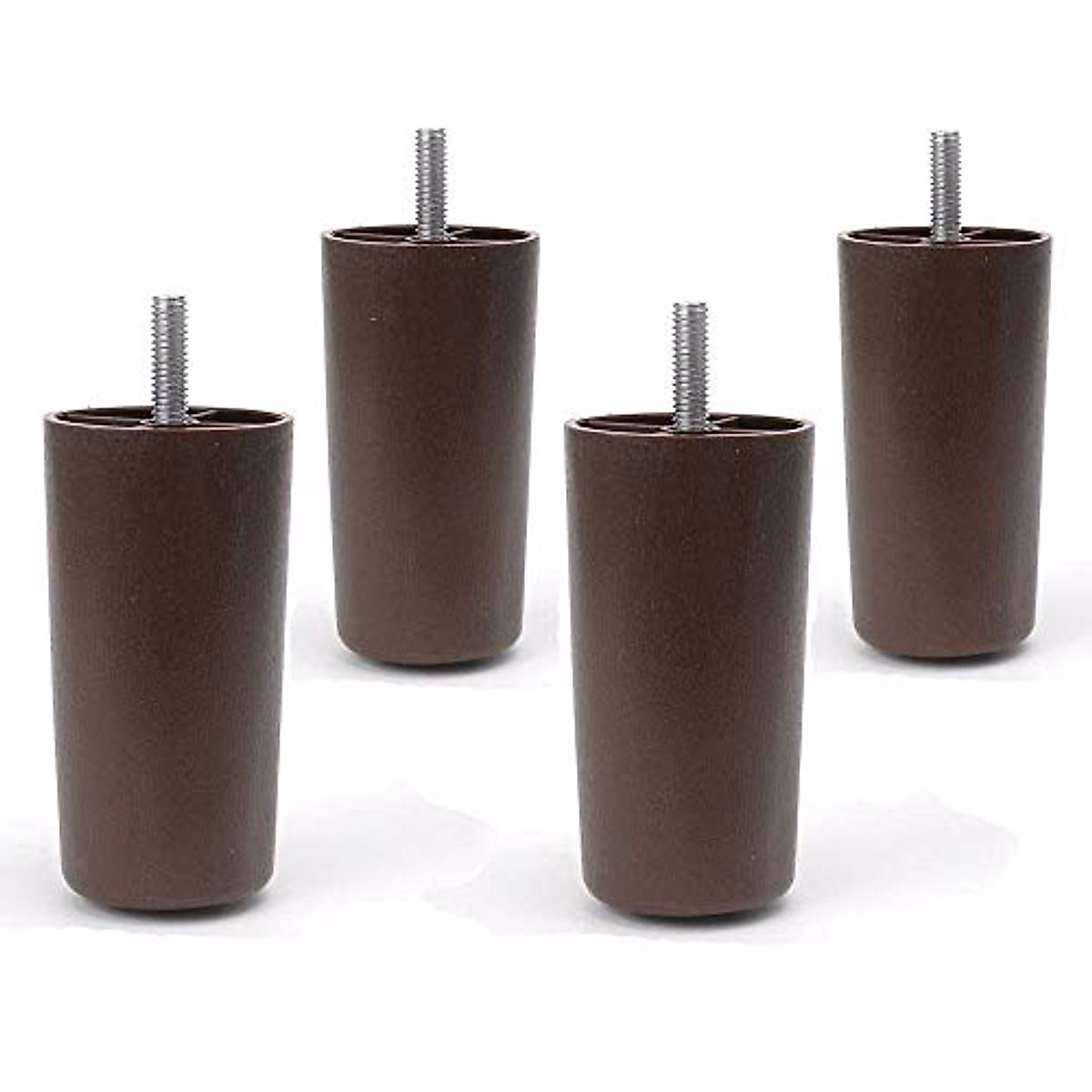 Elegent Upholstery 4" Round HDPE Plastic Brown Tapered Sofa Furniture Legs [5/16" Bolt] - Set of 4