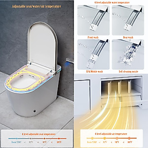 BONSAM Smart Toilet with Auto Open/Close Lid, Modern Tankless Toilet with Bidet Built In, One Piece Toilet with Auto Deodorization, Foot Sensor Operation, Remote Control