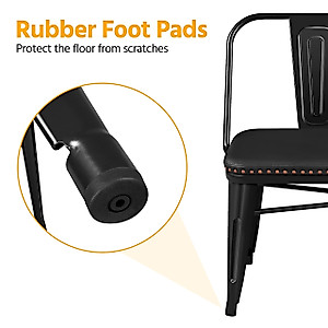 Yaheetech Dining Bench Farmhouse Bench Metal Dining Bench Upholstered Dining Room Bench with Removable Backrest Long Bench for Dining Room, Kitchen, Garden, Backyard Black