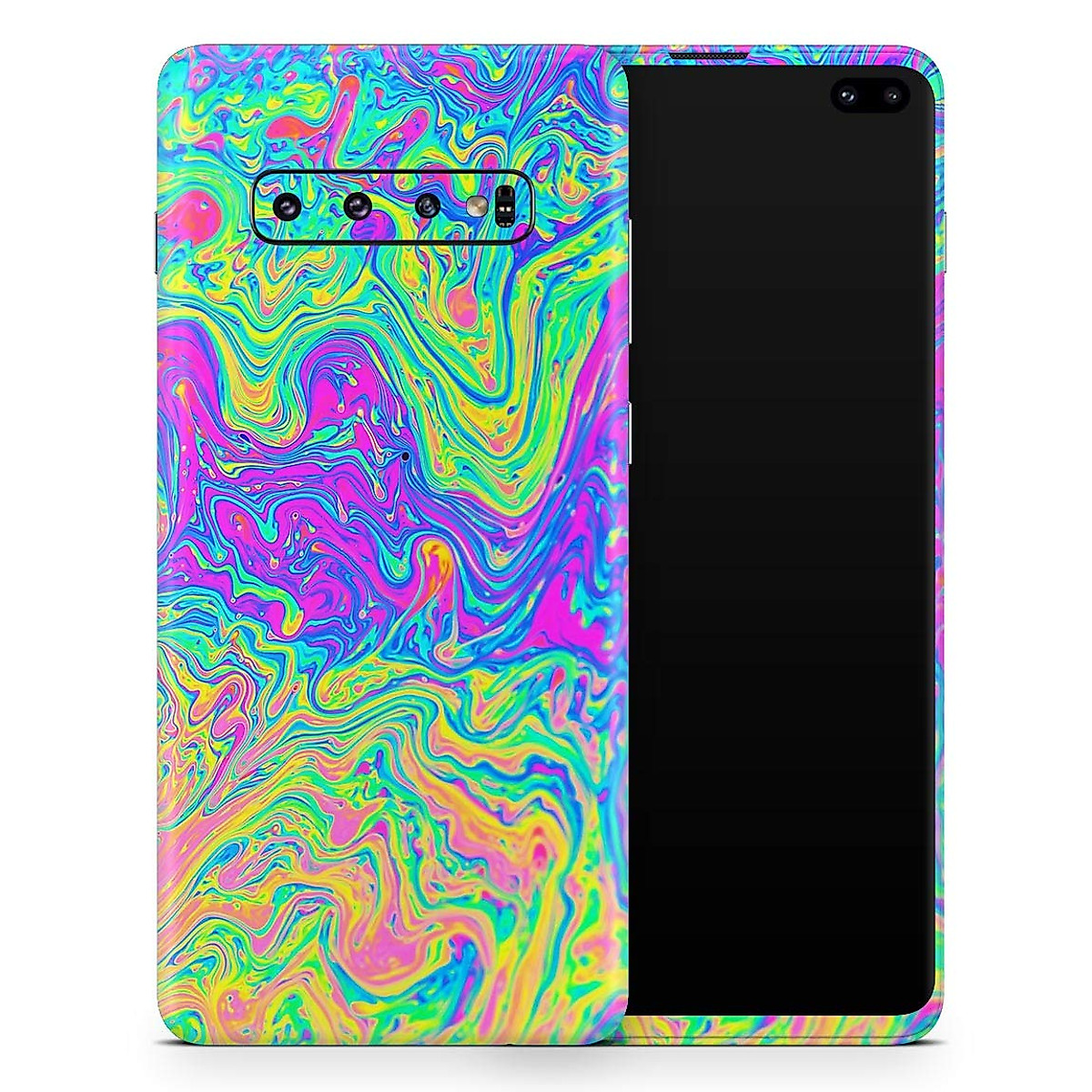 DesignSkinz Neon Color Swirls V2 Protective Vinyl Decal Wrap Skin Cover Compatible with The Samsung Galaxy S20 (Screen Trim & Back Glass Skin)