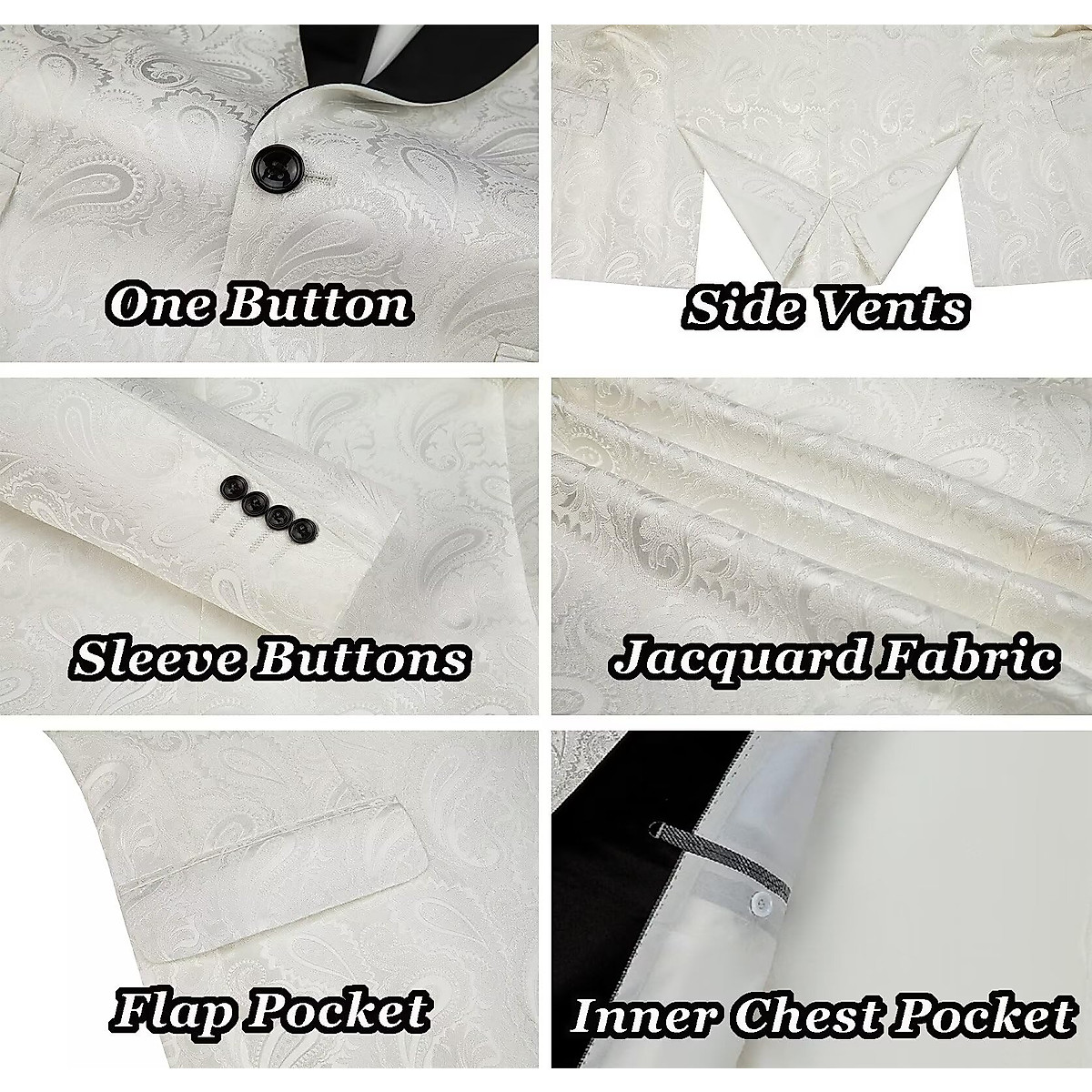 Mens Floral Tux Dress Suit Jacket Formal Print Shawl Lapel 1 Button Slim Fit Blazer Dinner Wedding Prom Sport Coat White 3XL