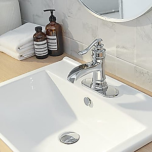 BATHLAVISH Bathroom Sink Faucet Chrome, Waterfall Bathroom Faucet, Single Hole Bathroom Faucet, Farmhouse Single Handle Vanity RV Lavatory with Pop Up Drain with Overflow