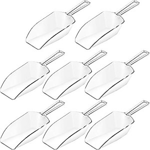 Multi-Purpose Plastic Clear Kitchen Scoops, Ice Scoop for Weddings, Candy Dessert Buffet, Protein Powders, Ice Cream, Coffee, Tea (6.5 Inches, 8 Pieces)
