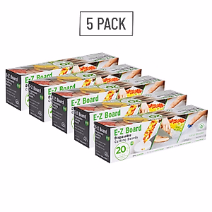 Mind Reader E-Z Board Disposable Plastic Cutting Board, Flexible, 20 sf, Camping, 13.75"L x 3.125"W x 3.75"H, 5 Pack, Clear
