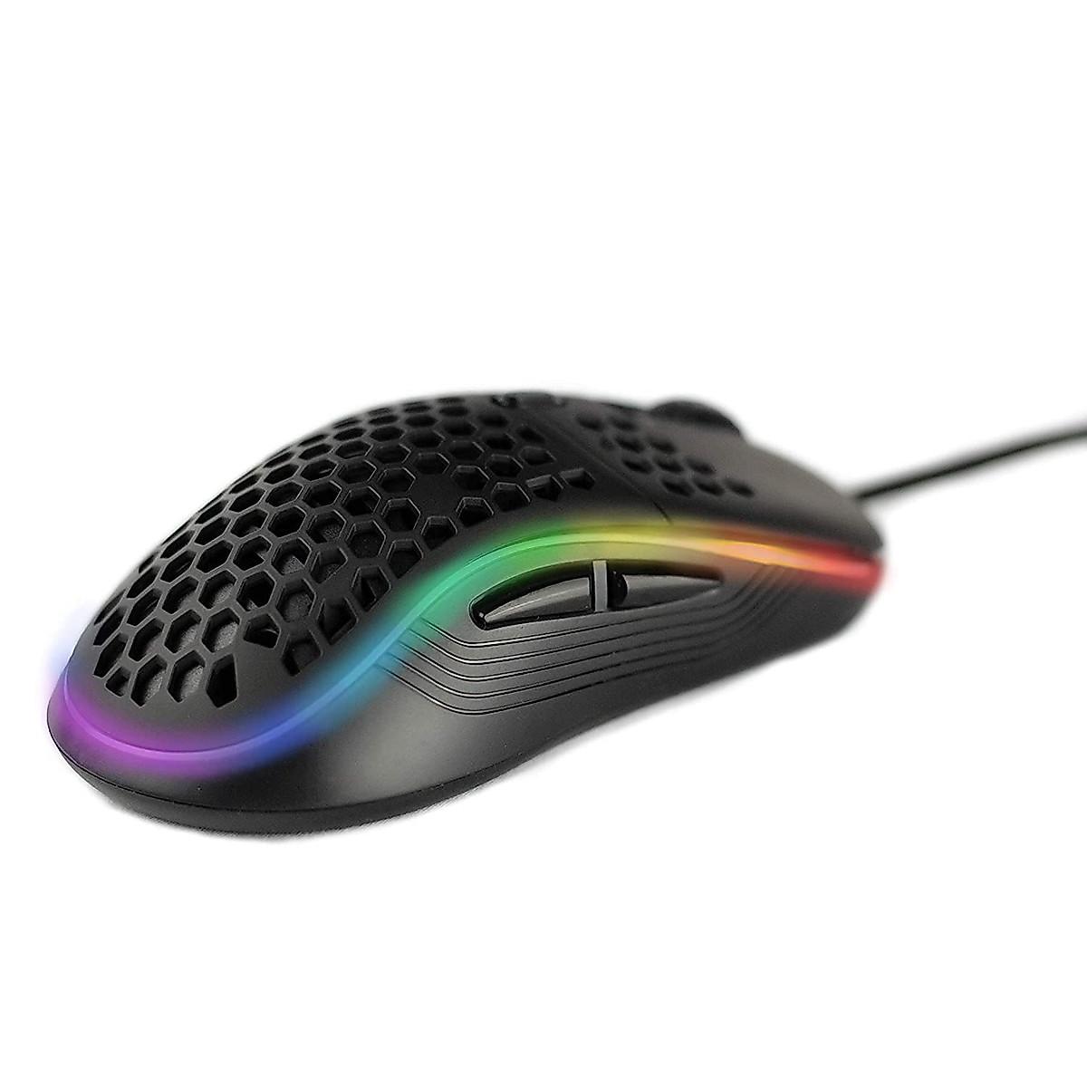 Castle Ultralight PC USB Wired Mouse with Honeycomb Shell - 10k DPI Optical Sensor Gaming Mouse - Ambidextrous Mouse with RGB Lighting and 8 Programmable Buttons