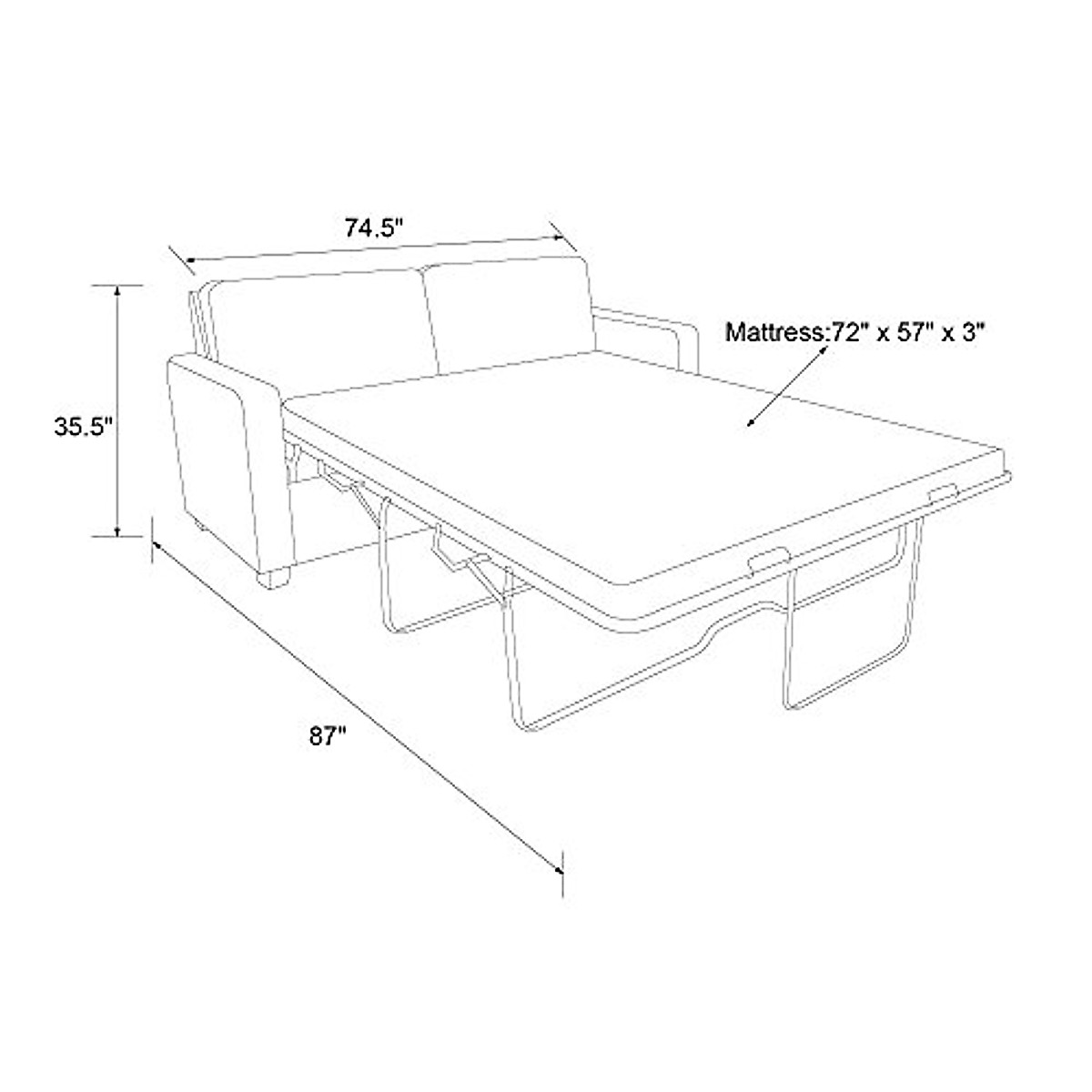 DHP Signature Sleep Casey Velvet Sofa with Memory Foam Mattress, Gray, Queen