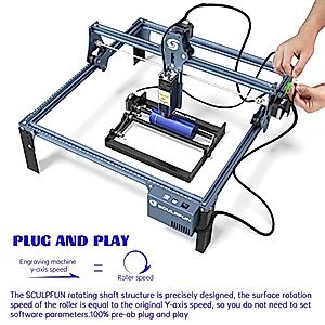 SCULPFUN Laser Rotary Roller, Laser Engraver Y-axis Rotary Roller Engraving Module 360° Rotating for Engraving Different Size Cylindrical Objects Cans, Compatible with Most Engraving Machines