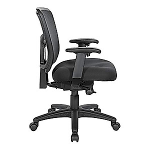 Office Star ProGrid Breathable Mesh Back Manager's Office Chair with Built-in Lumbar Support and Height Adjustable Padded Arms, Coal FreeFlex Fabric