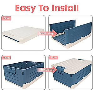 Aliokee 30L Collapsible Storage Bins with Lids,Durable Folding Plastic Containers, Utility Crates,Stackable Latch Storage Boxes For Home & Office &Car Travel Organization(3-Pack,Blue)