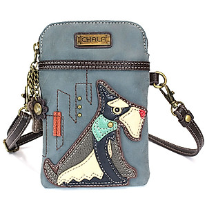 CHALA Crossbody Cell Phone Purse | Women's Wristlet Handbags with Adjustable Strap (Indigo - Schnauzer)