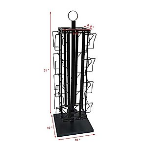 FixtureDisplays® Adjustable Greeting Card Rack 4x6"-7x5" Horizontal Vertical Post Card Display .Pocket Size: 4.5-9.9" Wide X 5.8" Tall, 16 Pockets 11602-BLK-NEW-NPF