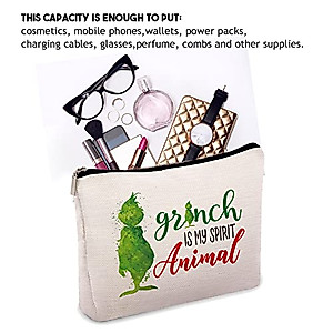 OUZ Grinch Is My Spirit Animal - Green Monster Makeup Bag, Fans Gifts, Gifts For Women Girl Cosmetic Bag(8M004)